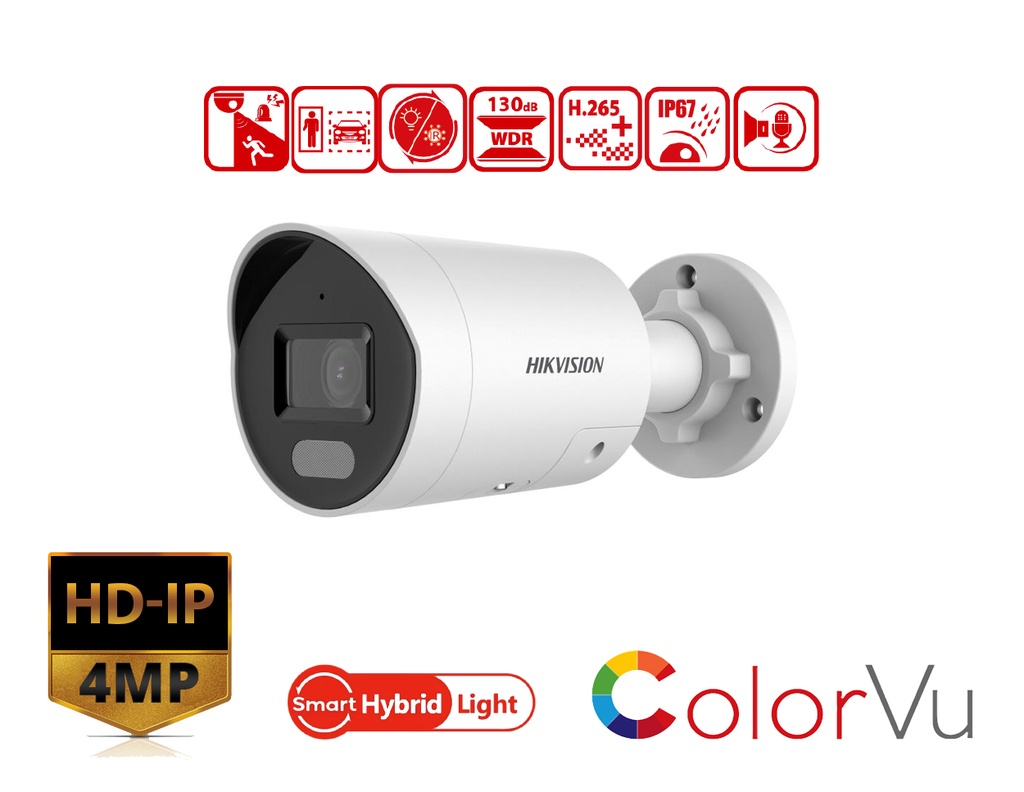 DS-2CD2047G2H-LIU/SL(2.8mm) - Hikvision 4 MP Smart Hybrid Light with ColorVu Fixed Mini Bullet ...